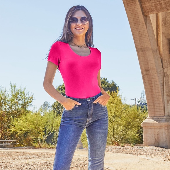 Basic Bae | Tops | Basic Bae Full Size Round Neck Short Sleeve Bodysuit ...